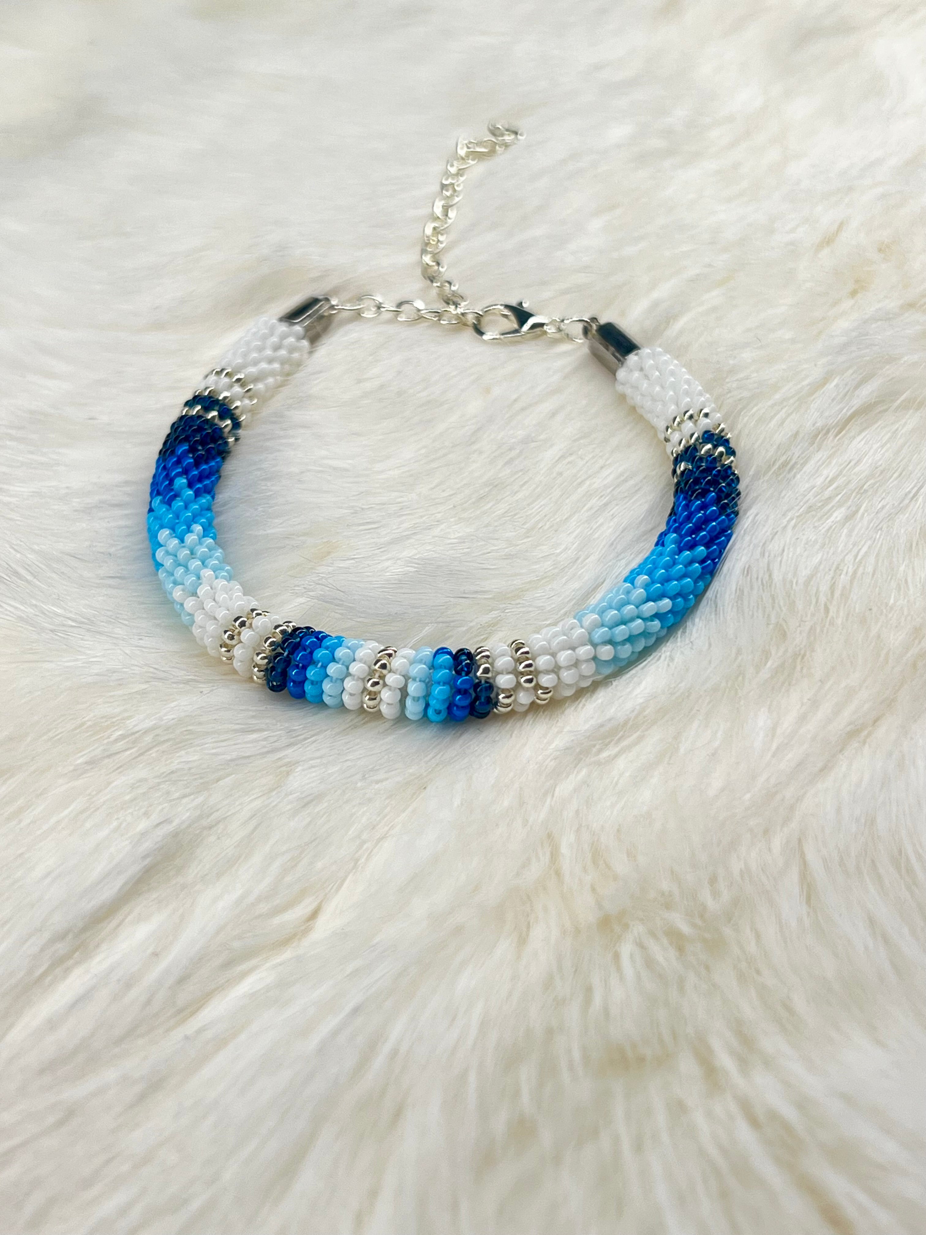 Shades of Blue Beaded Bracelet – AnishinaaBeads